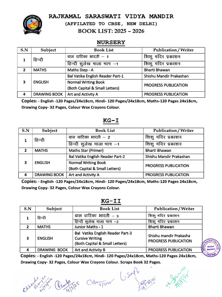 N - Book List - 2025-26 (Final) | PDF