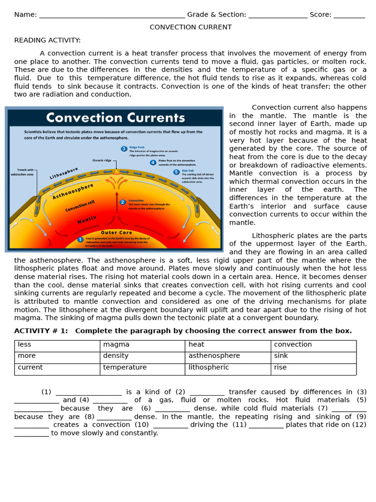 Convection Current 2025-2026 | PDF | Convection | Plate Tectonics