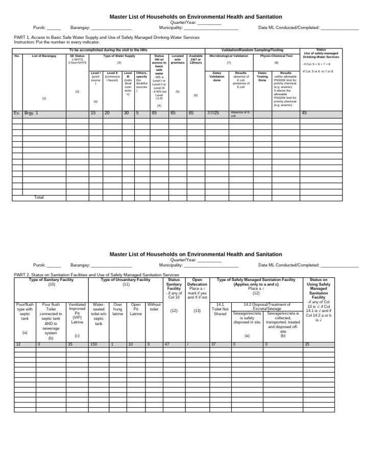 Municipality of Master List 2025 | PDF | Sanitation | Public Services