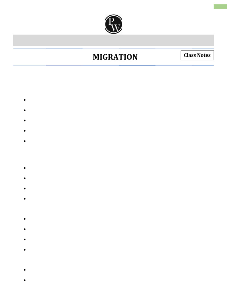 Migration - Short Notes History | PDF | Human Migration | Immigration