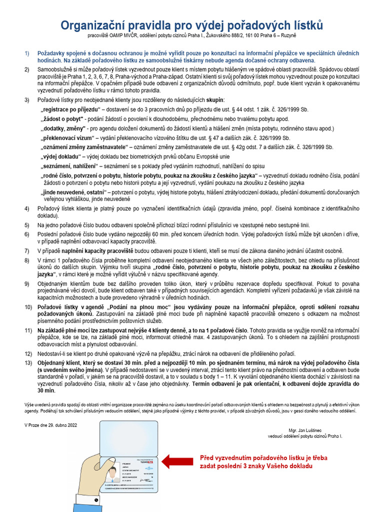 Pravidla Pro Vydej Poradovych Listku OPC Praha I - 20220502 | PDF