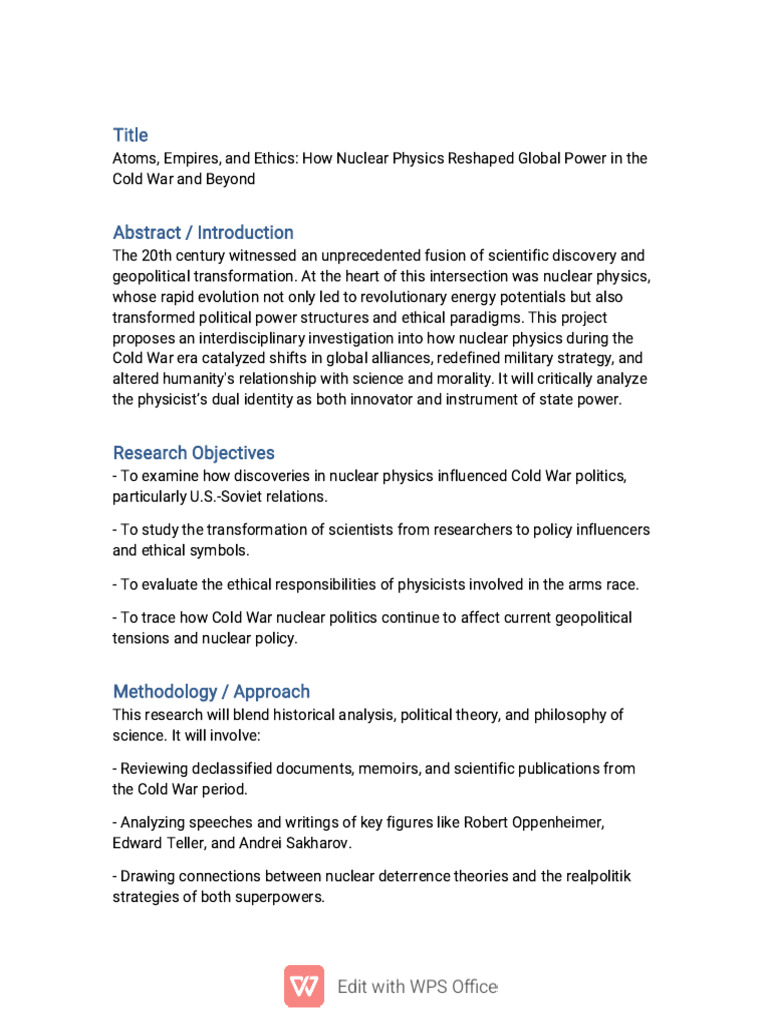 Einstein Fellowship Proposal | PDF | Science | Physics
