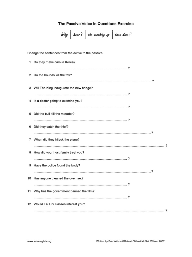 20 The Passive - Questions | PDF