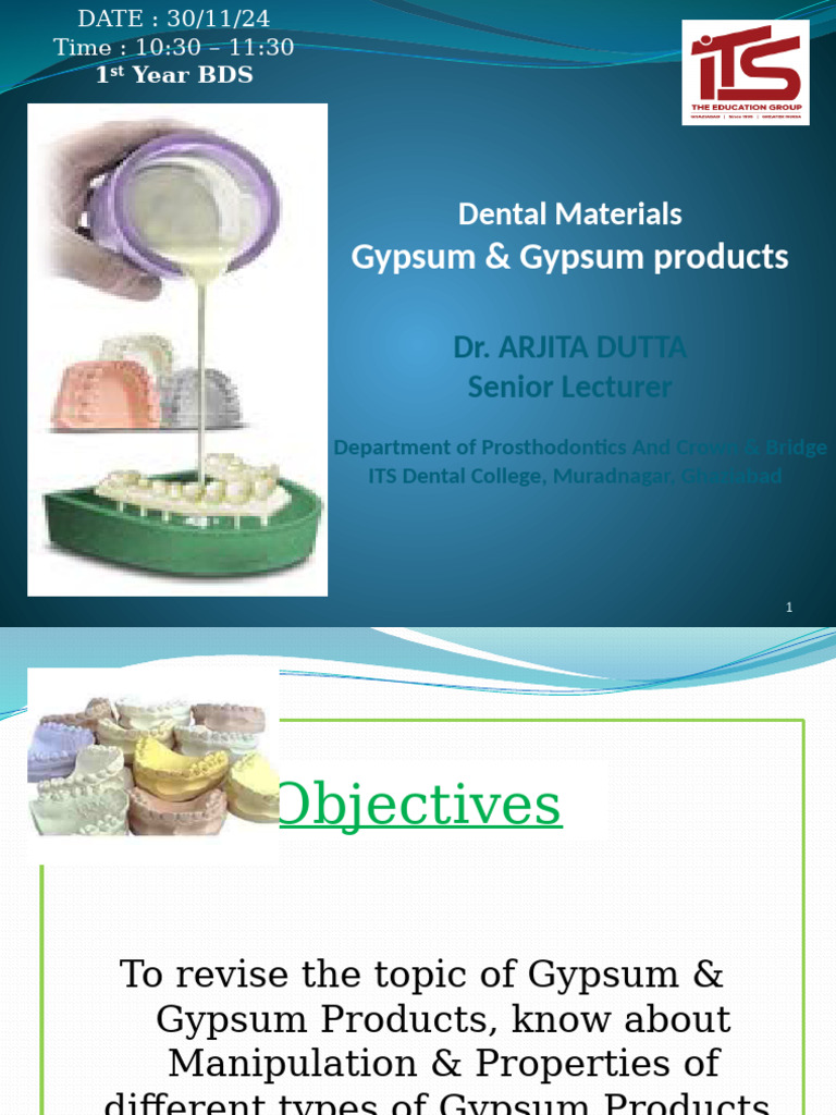 Gypsum Products in Dentistry | PDF | Plaster | Gypsum