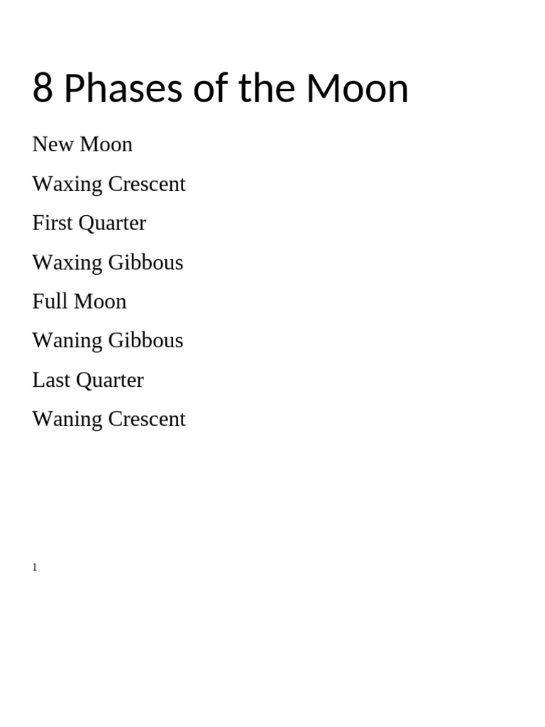 8 Phases of The Moon | PDF