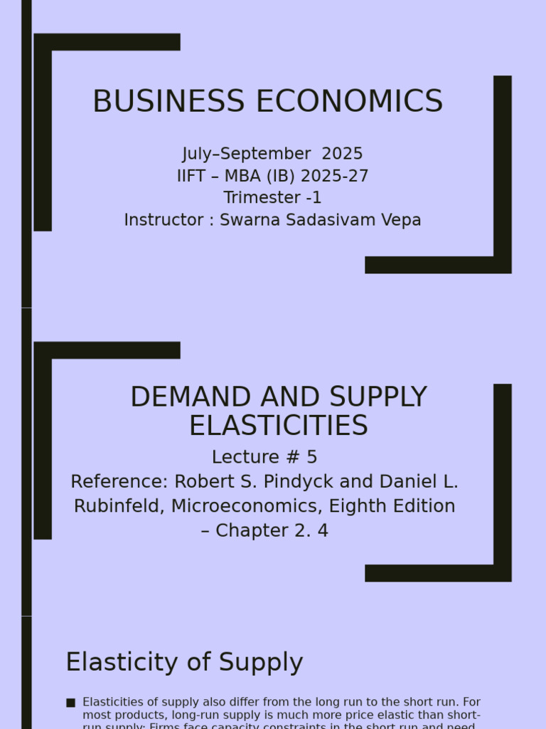 L5 - Supply Elasticities | PDF | Elasticity (Economics) | Demand