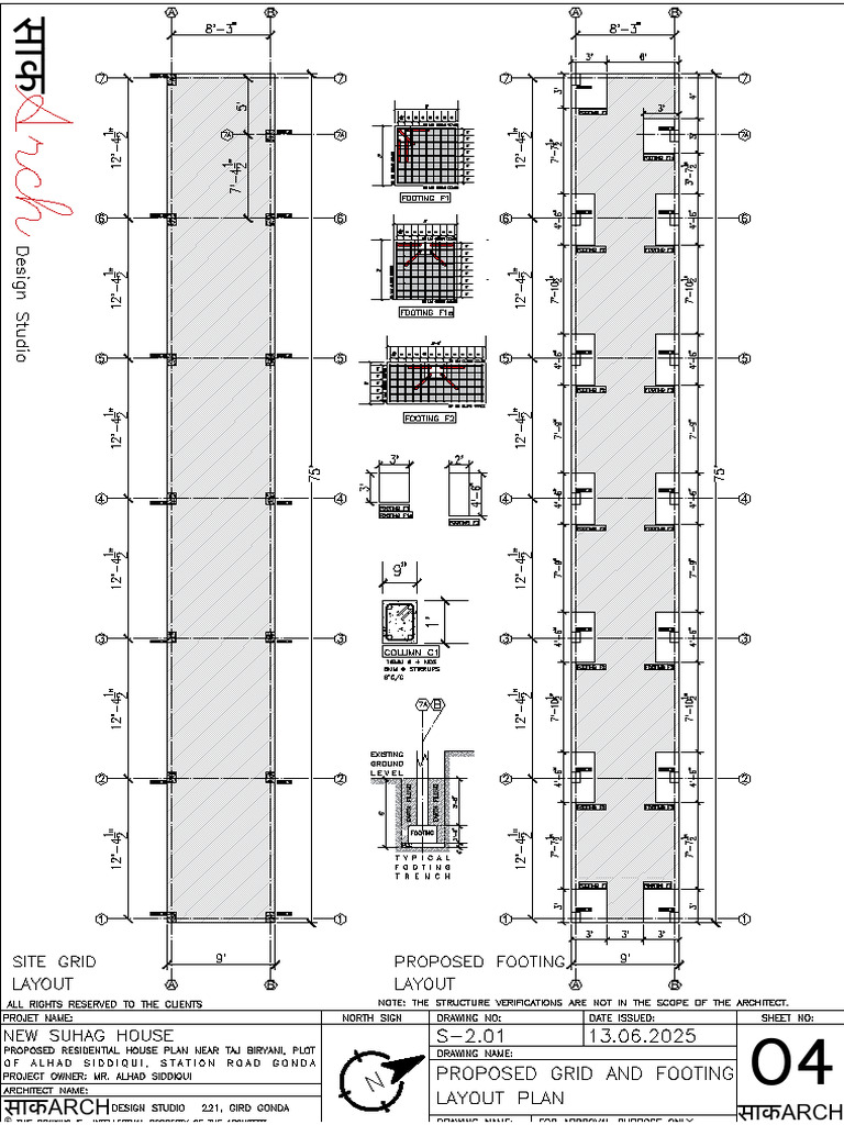 Sheet 04.site Grid and Footing Layout | PDF