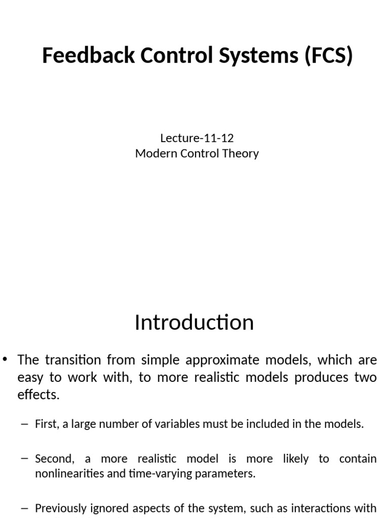 Lecture 11-12 Modern Control Theory | PDF | Control Theory | Eigenvalues And Eigenvectors