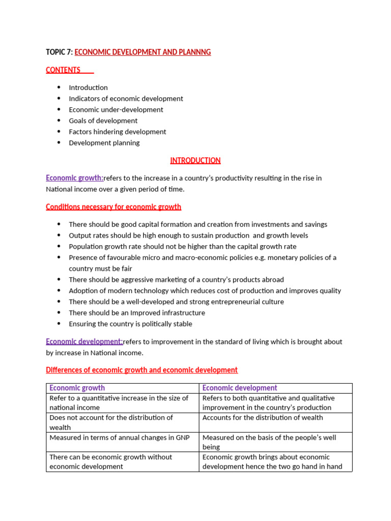 Economic Development and Planning | PDF | Economic Growth | Economic ...