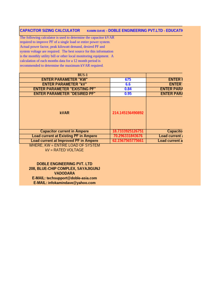 Capacitor Bank Sizing Calculator 1 | PDF | Capacitor | Electronics