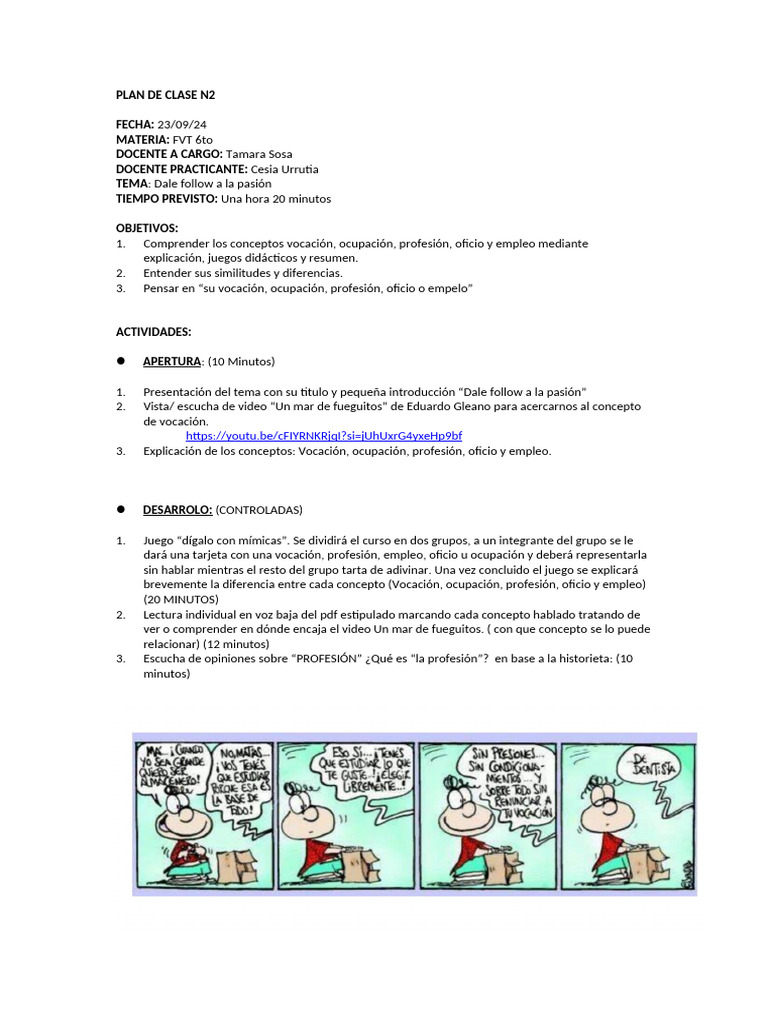 Nueva Versión Plan de Clase n2 | PDF