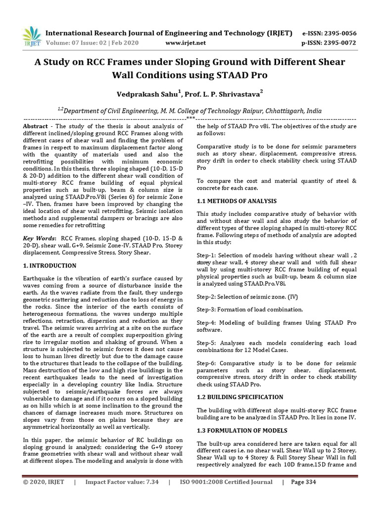 A Study On RCC Frames Under Sloping Grou | PDF | Beam (Structure) | Seismology
