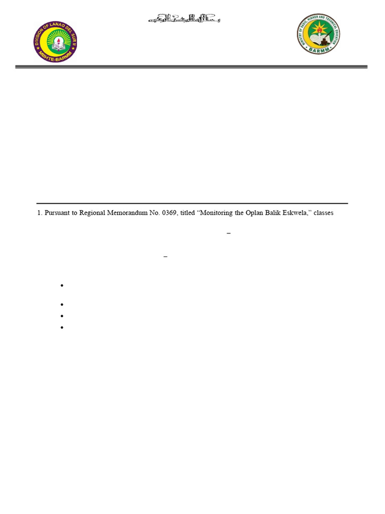 MEMO On Oplan Balik Eskwela 2025 1 | PDF | Mindanao