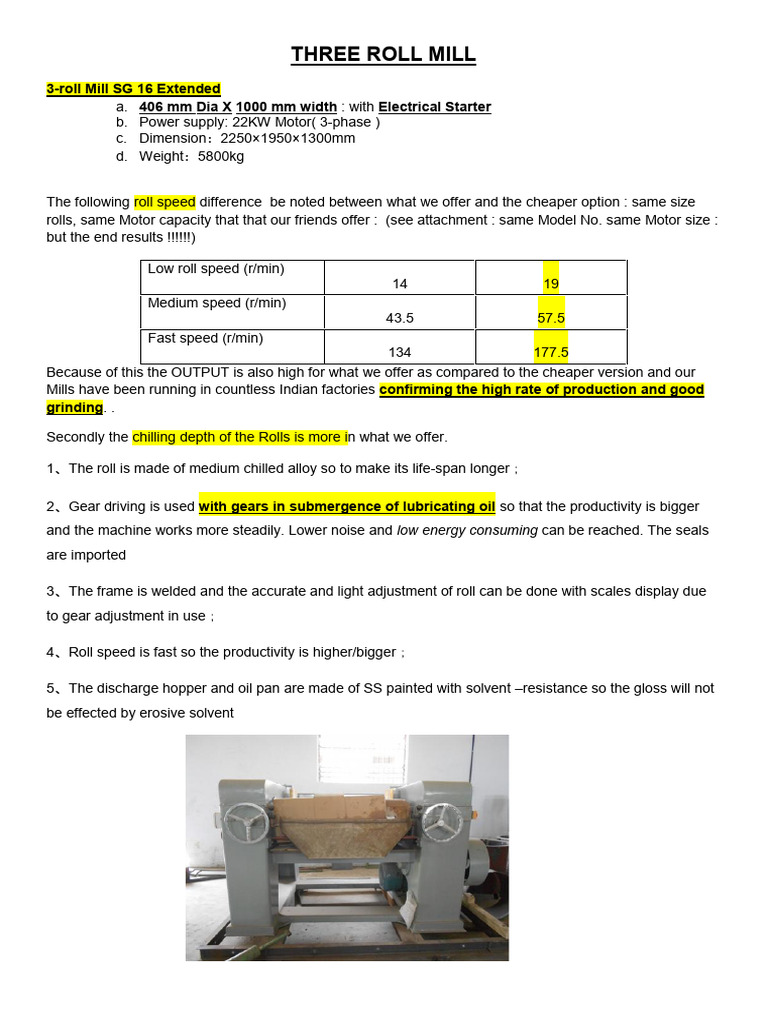 High-Performance 3-Roll Mill SG 16 | PDF