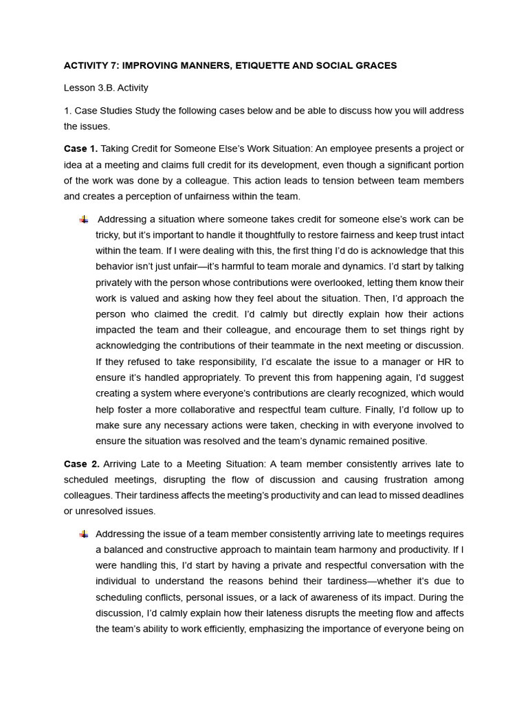 Ambrad Dancy Ellaine C. - Activity 7 IMPROVING MANNERS J ETIQUETTE AND ...