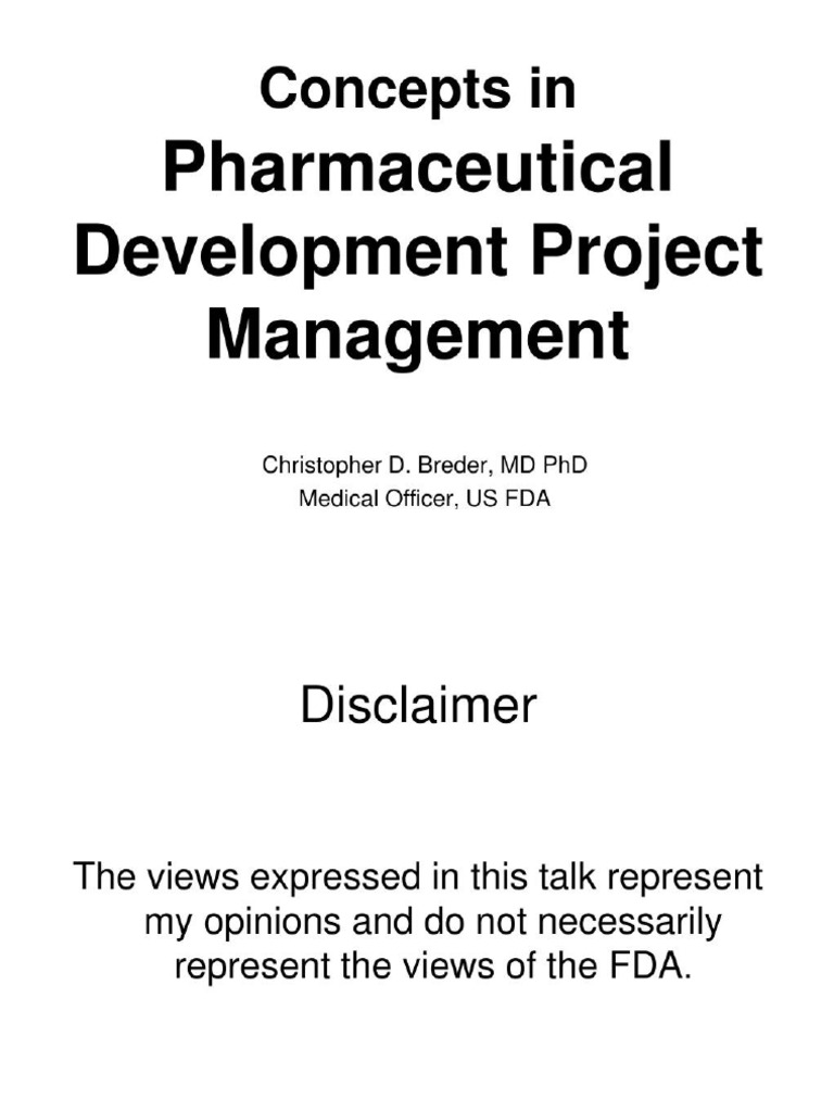 Concepts in Pharmaceutical Development Project Management | PDF