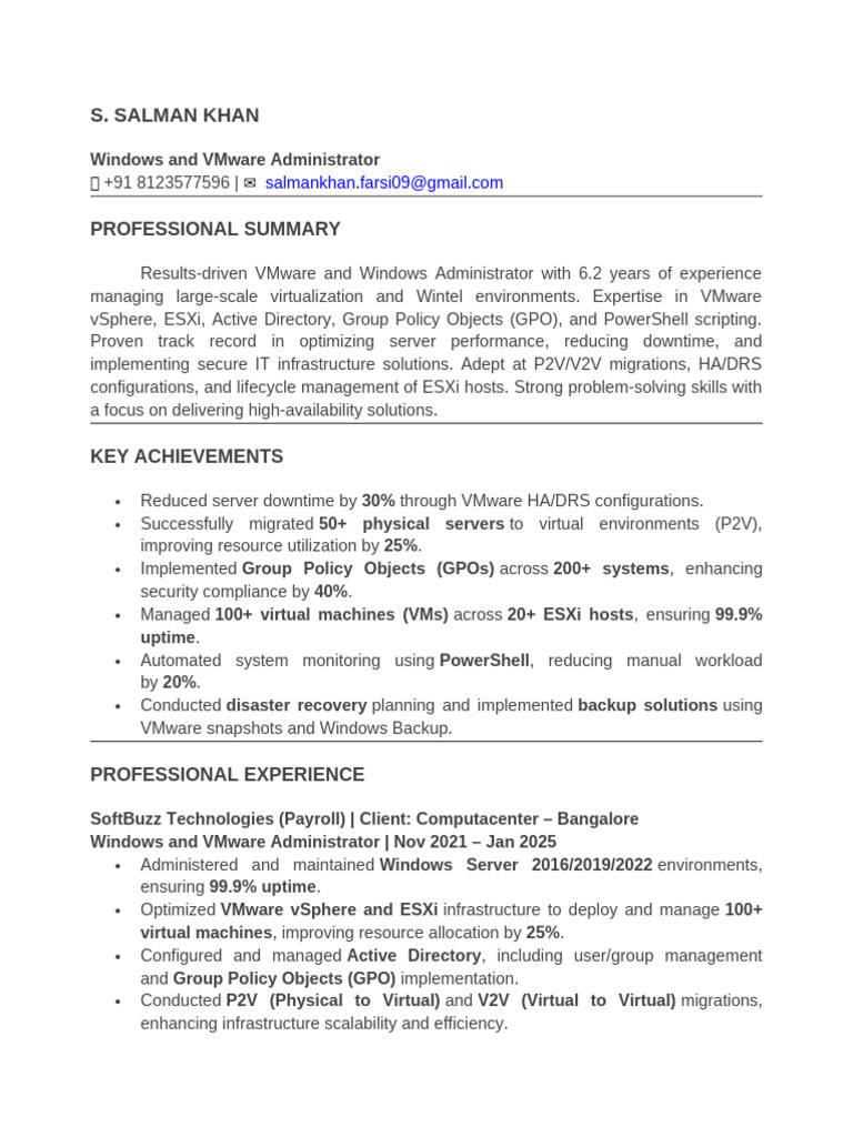 Salman Khan Resume Updated | PDF | Group Policy | Virtualization