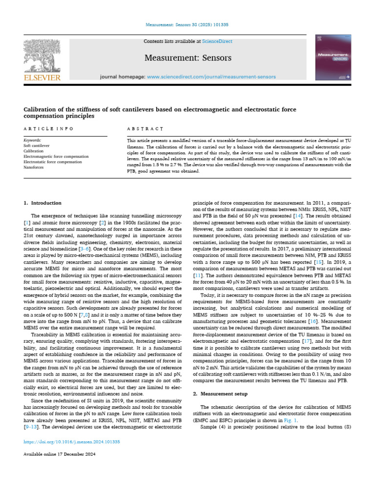 Calibration of The Stiffness of Soft | PDF | Atomic Force Microscopy | Calibration