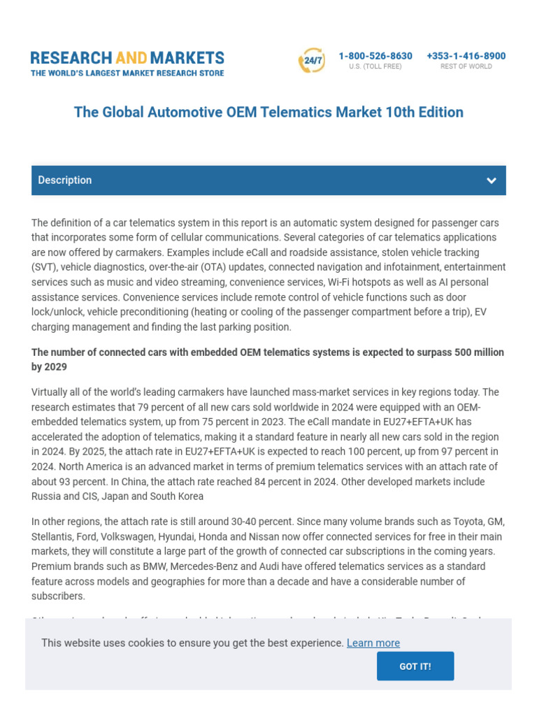 Global Automotive OEM Telematics 2024 | PDF | Automotive Industry | Car