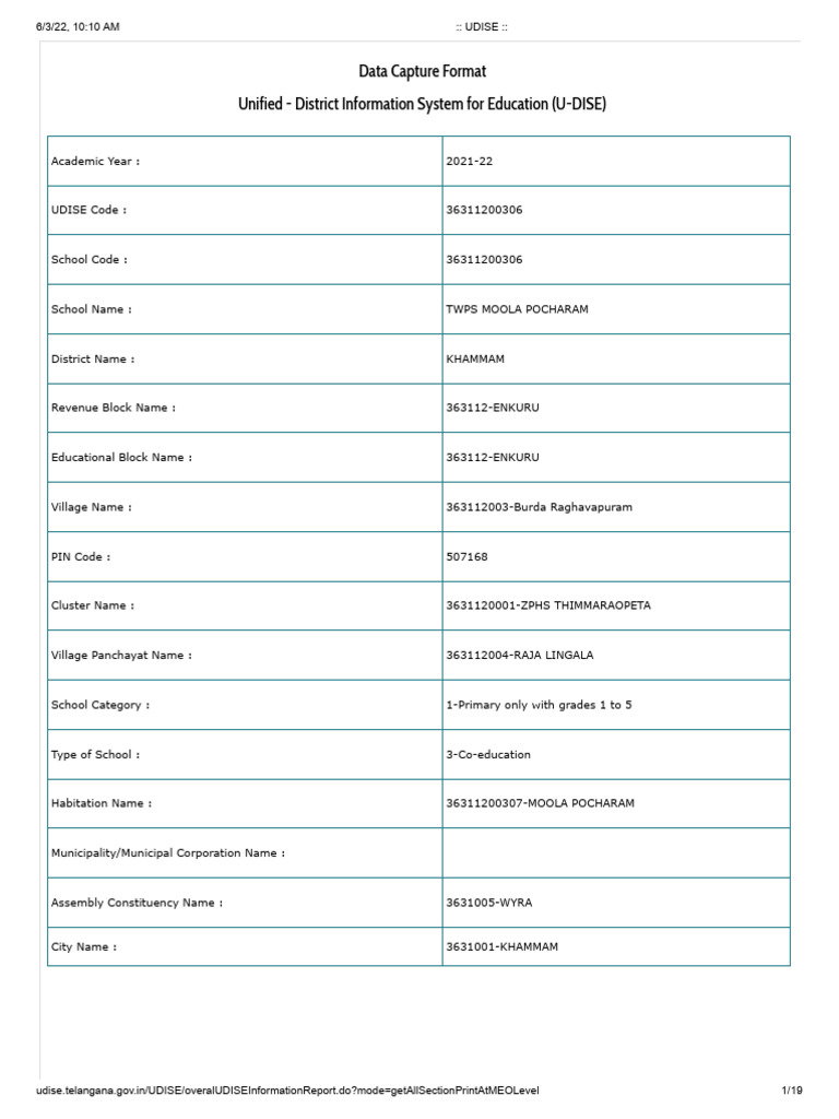 Aps Moolapocharam DCF Form | PDF | Schools | Internet
