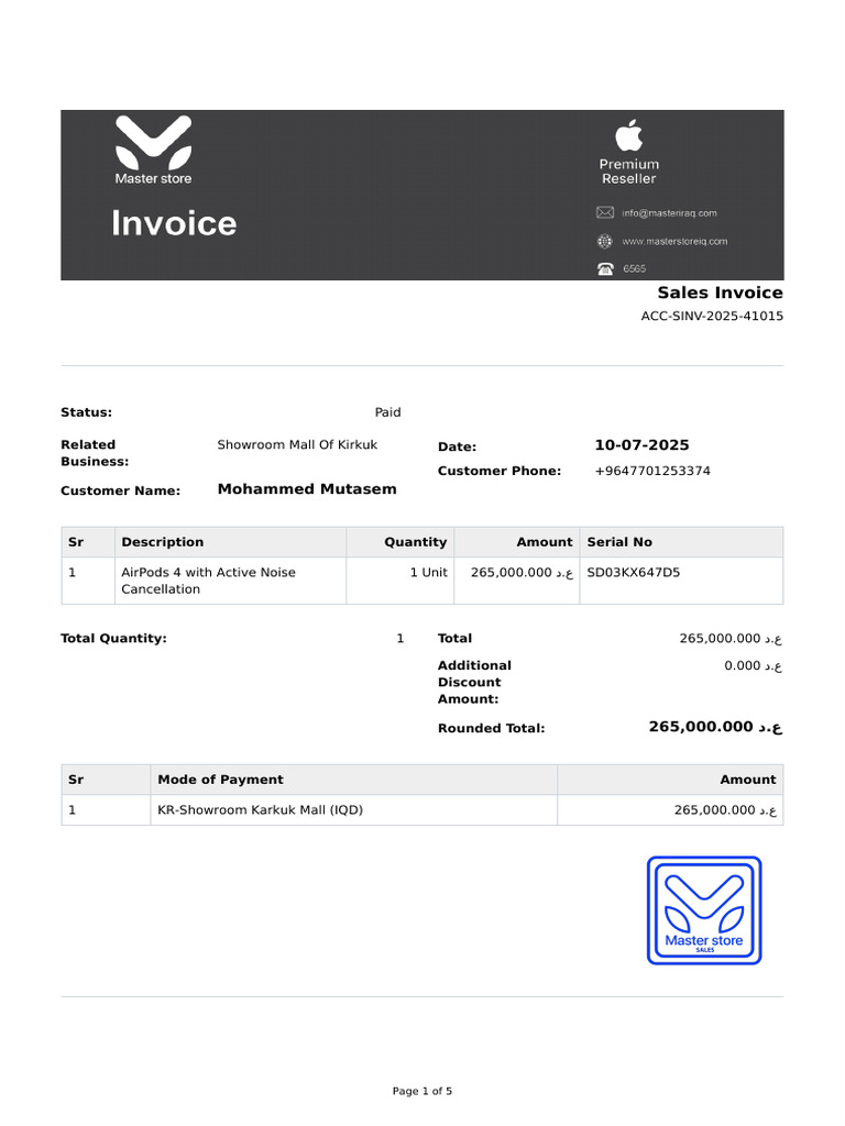 Acc Sinv 2025 41015 | PDF | Mobile Computers | Apple Inc.