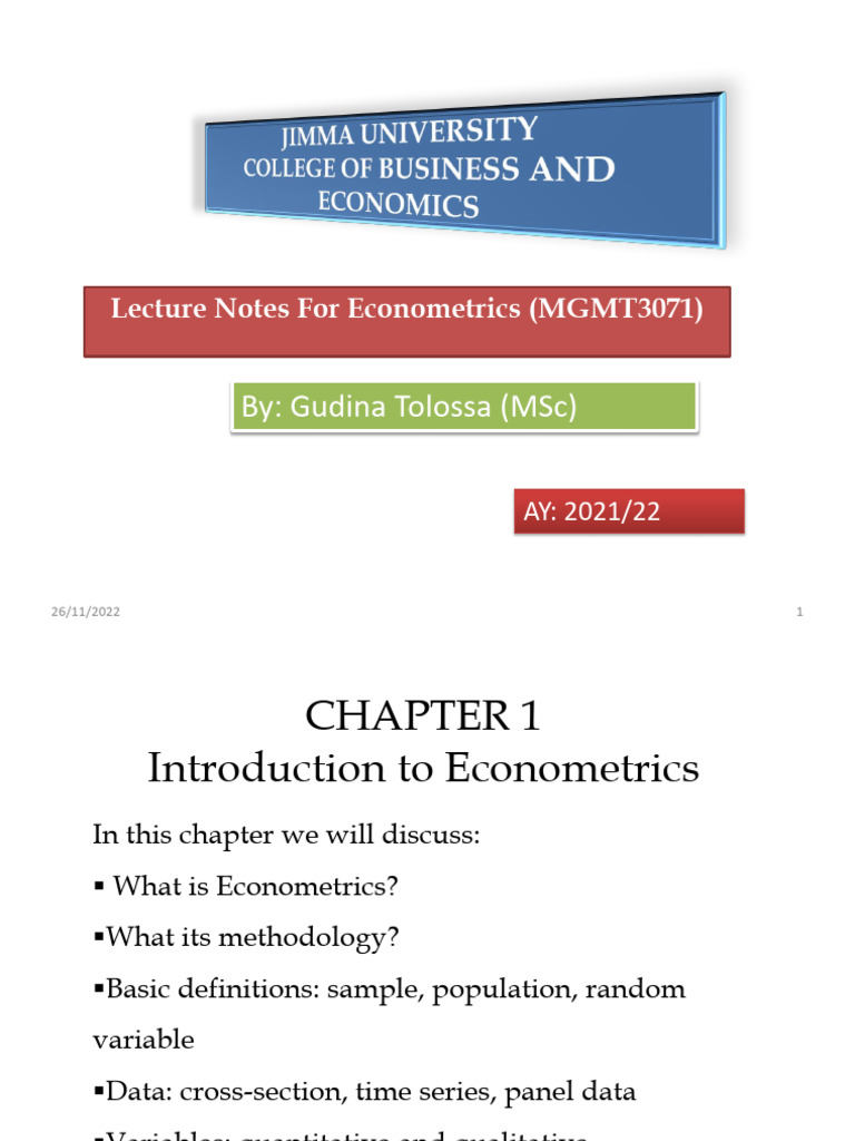 Introduction to Econometrics Overview | PDF | Econometrics | Statistics