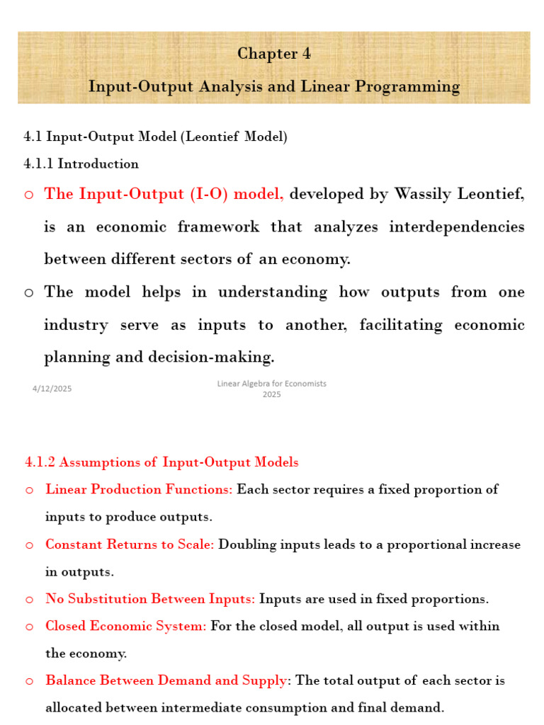 Input-Output Analysis in Economics | PDF | Input–Output Model | Economics