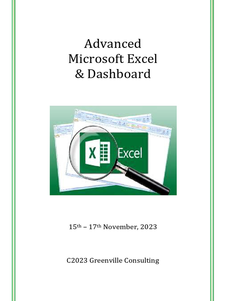 Advanced Excel Training Course | PDF | Microsoft Excel | Computing