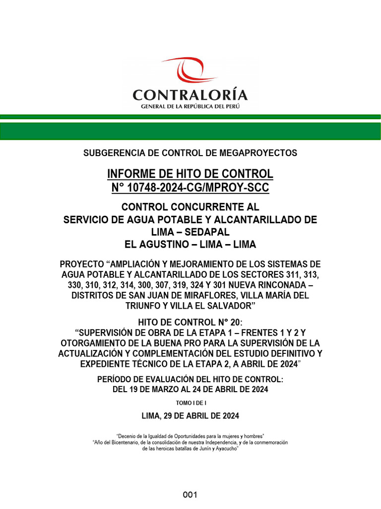 Informe 21 (Informe de Hito de Control #20) | PDF | Lima