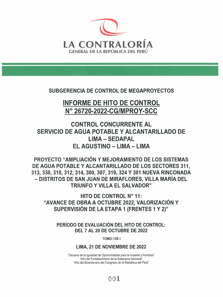 Informe 11 (Informe de Hito de Control #11) | PDF | Túnel | Tubería ...