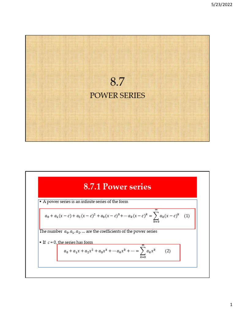 Power Series Student 2022 | PDF | Power Series | Functions And Mappings