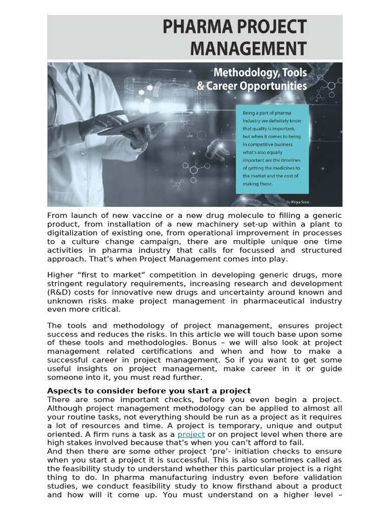 Project Management in Pharma Industry | PDF | Project Management ...