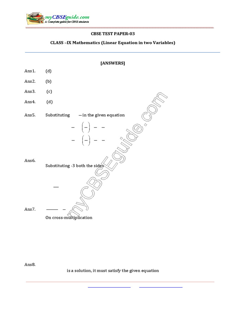 Mathematics Class 9th Test Paper | PDF | Mathematics | Mathematical Objects