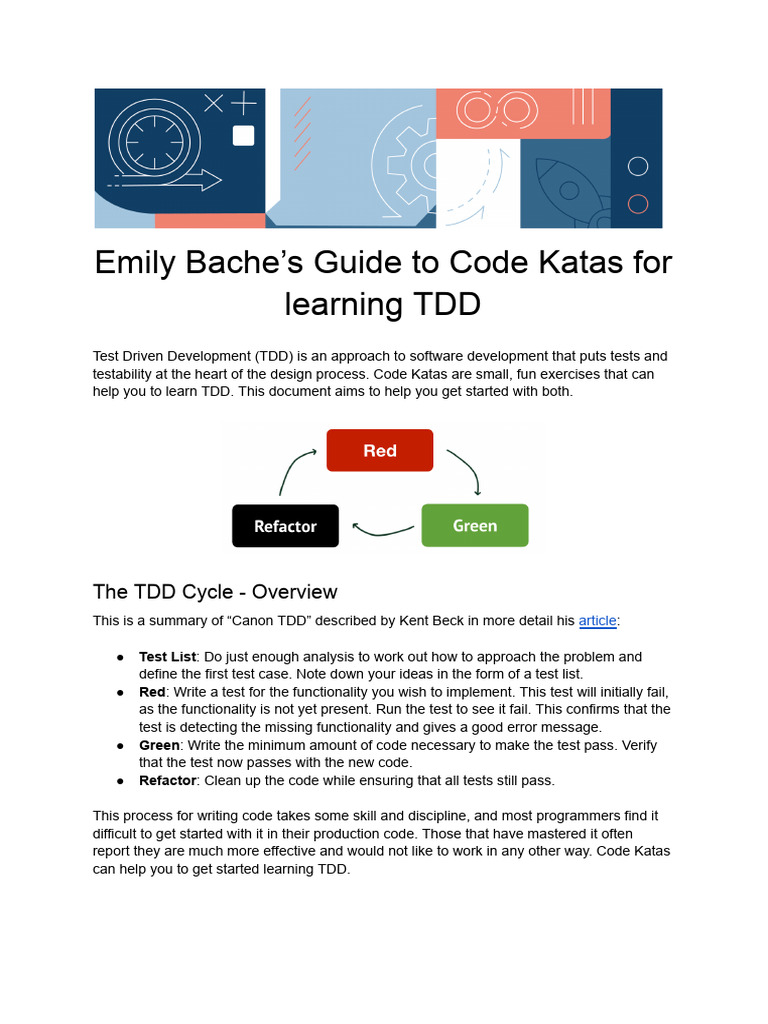 Emily Baches Guide To Code Katas For Learning TDD | PDF | Software Engineering