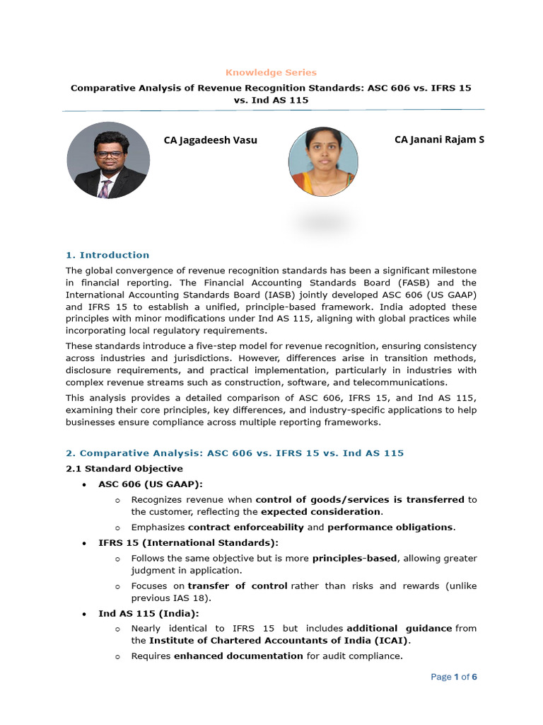 Comparative Analysis of Revenue Recognition Standards | PDF | International Financial Reporting ...