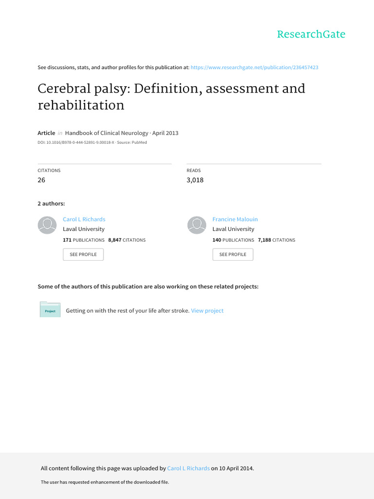 Cerebral Palsy Definition Richards Malouin2013 | PDF | Cerebral Palsy ...