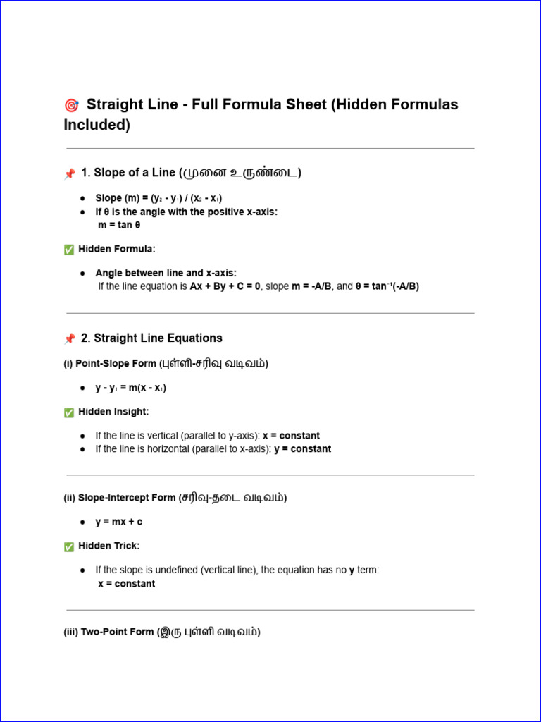 11th Maths EM Full Formula Sheet Study Material English Medium PDF ...