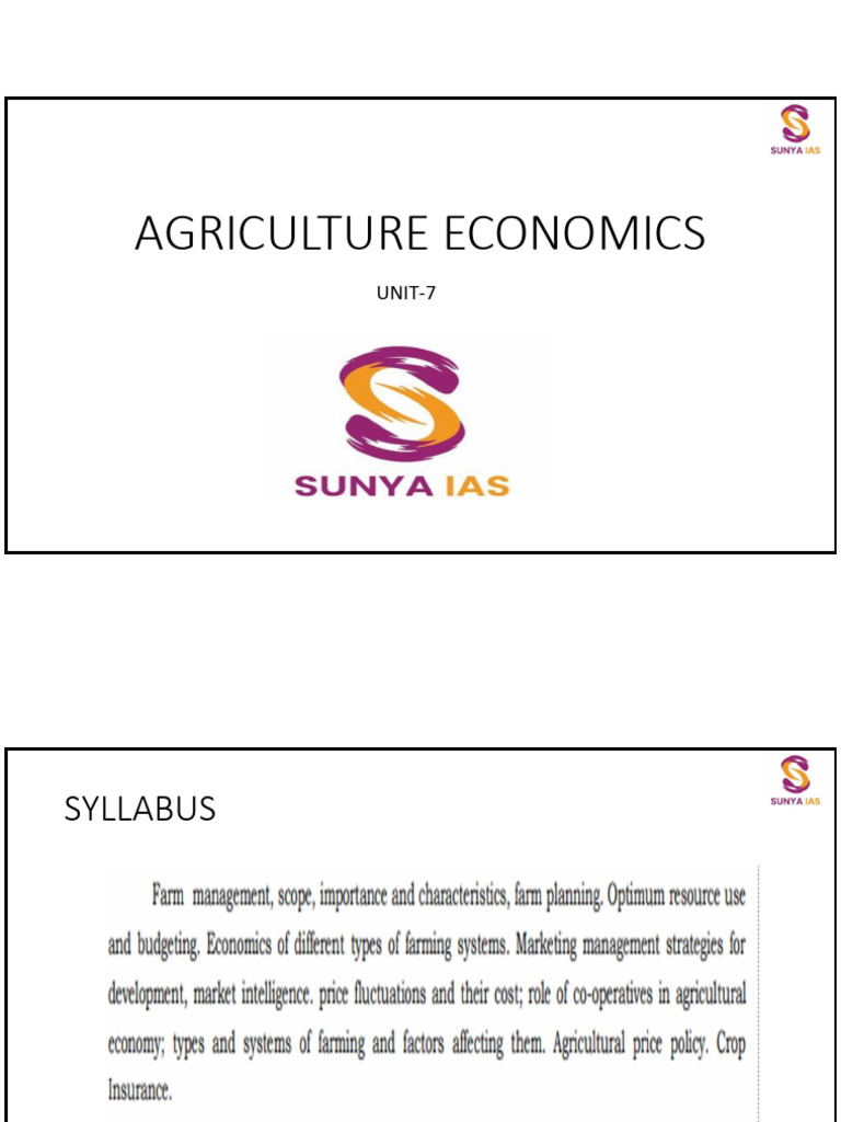 Unit-7 Agriculture Economics | PDF | Agriculture | Farms