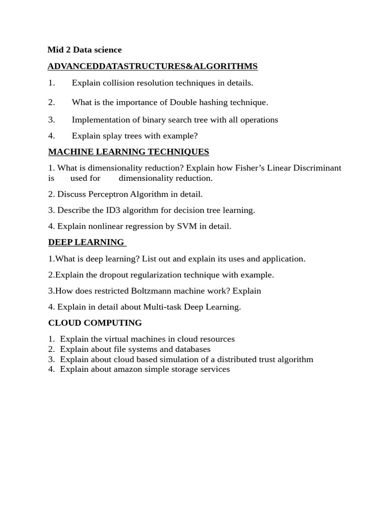 Mid 2 Data Science Paper | PDF