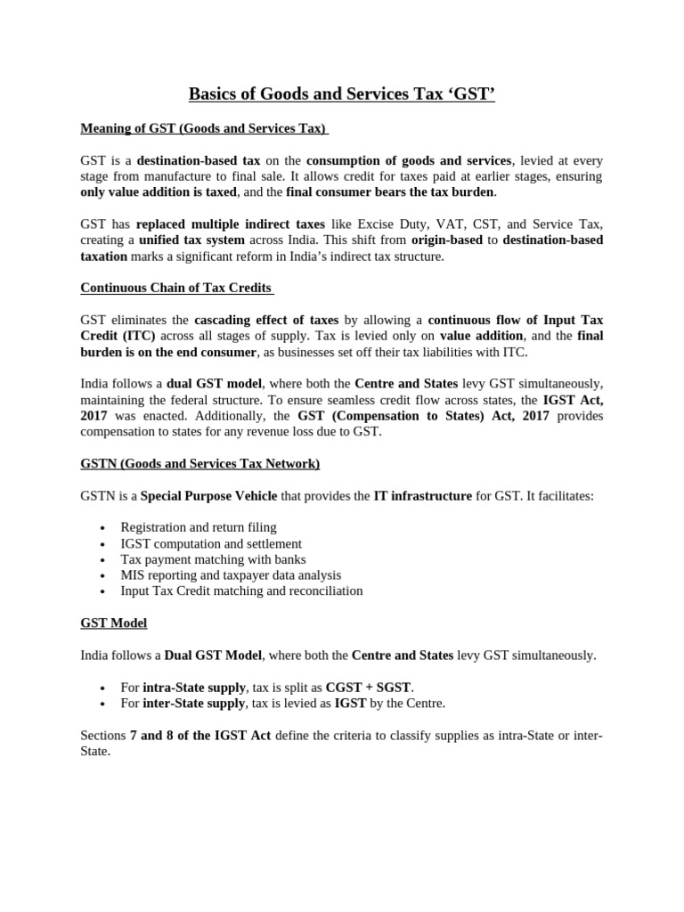 Understanding Goods and Services Tax (GST) | PDF | Taxes | Government ...