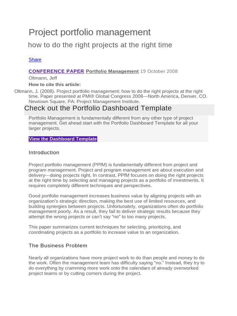 Project Portfolio Management | PDF | Project Management | Valuation (Finance)