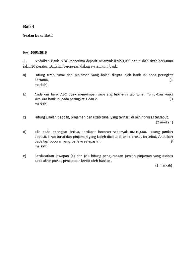 [Q] PSPM Past Year by Bab 4 Wang dan Bank | PDF