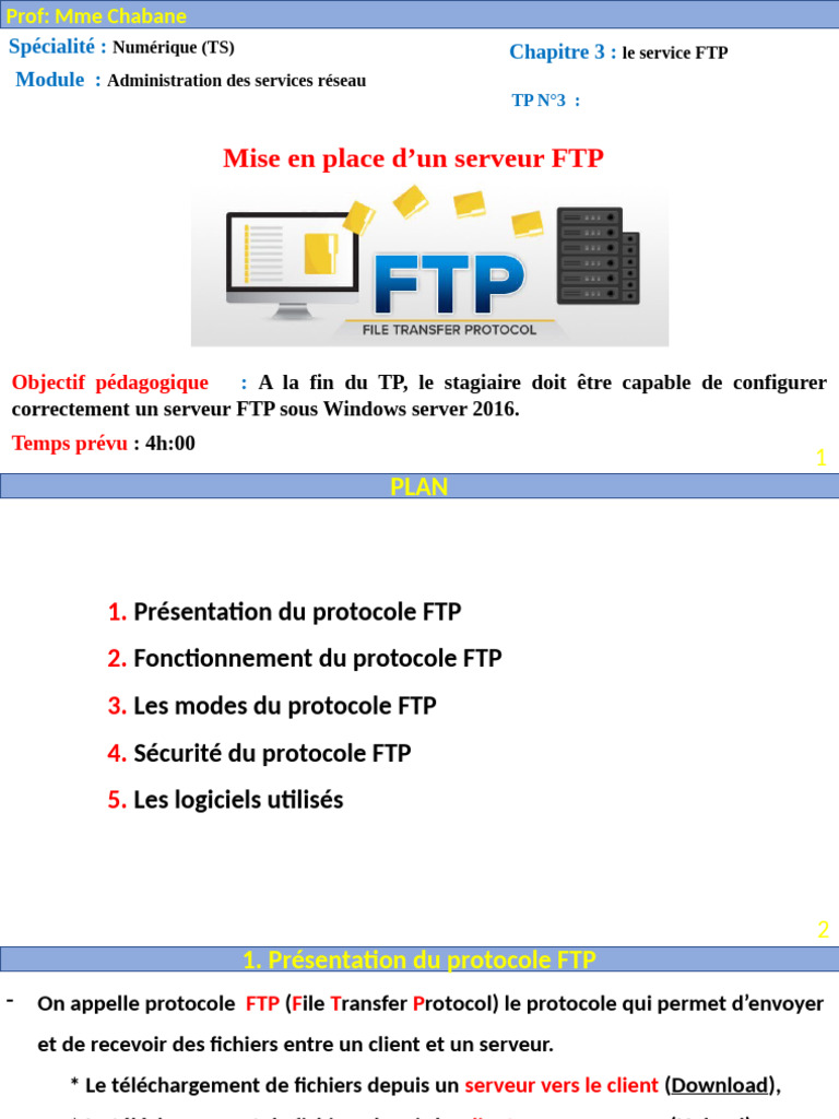 Mise en Place D'un Serveur FTP: Spécialité: Chapitre 3 | PDF ...