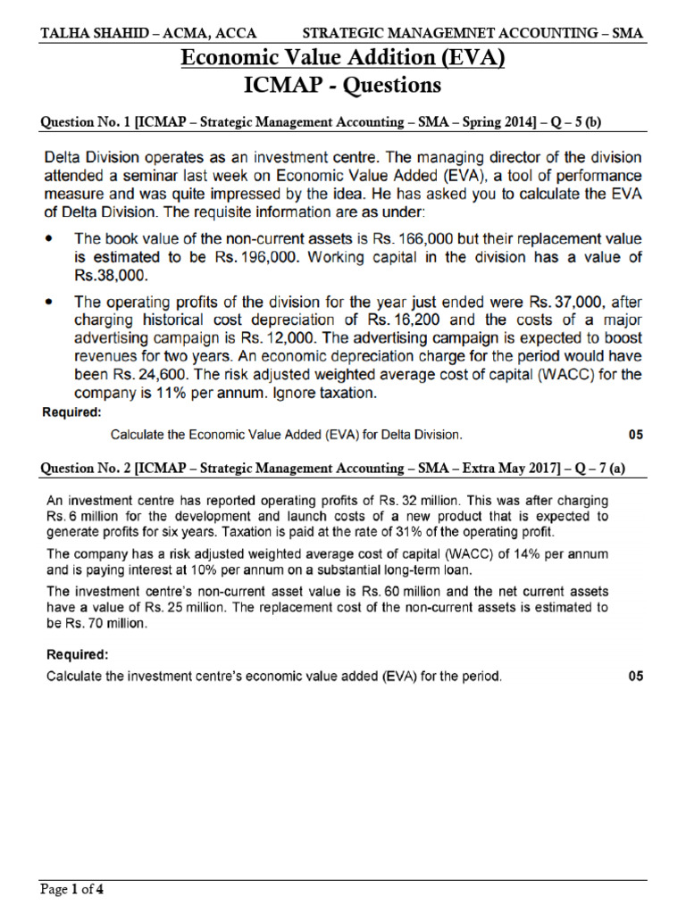 ICMAP Strategic Management Accounting Q&A | PDF