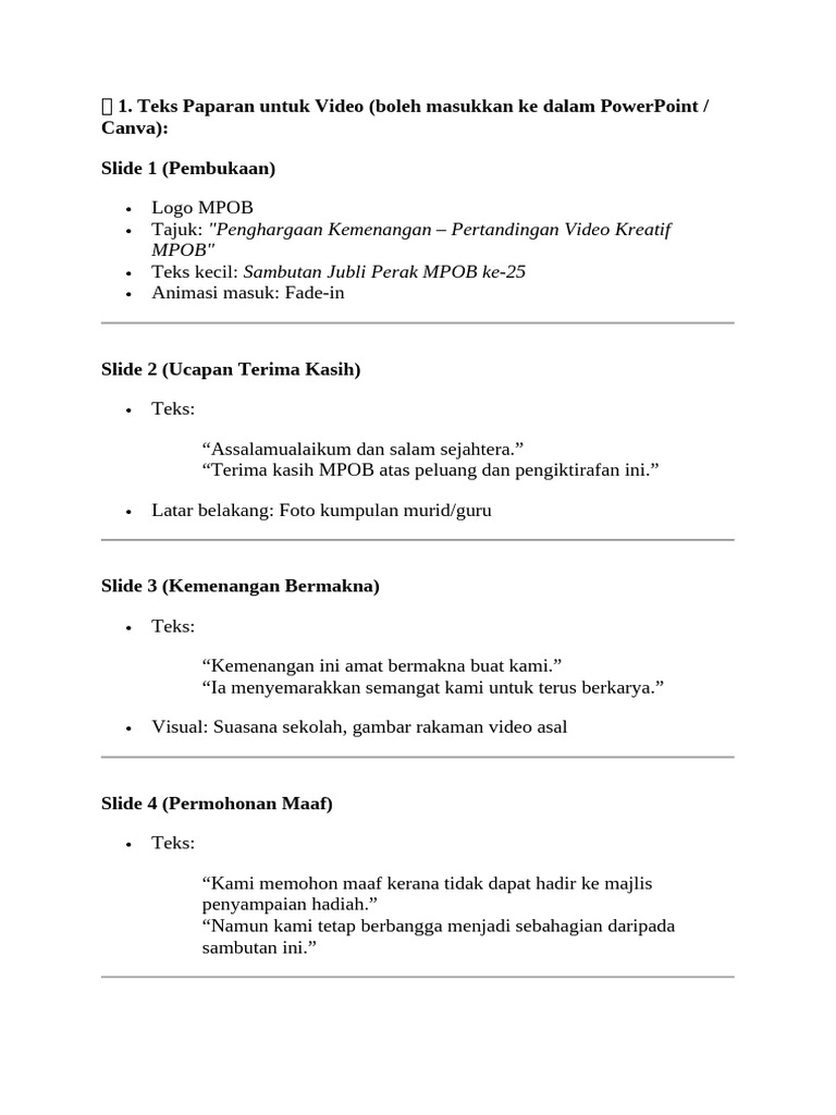 Teks Paparan Untuk Video | PDF