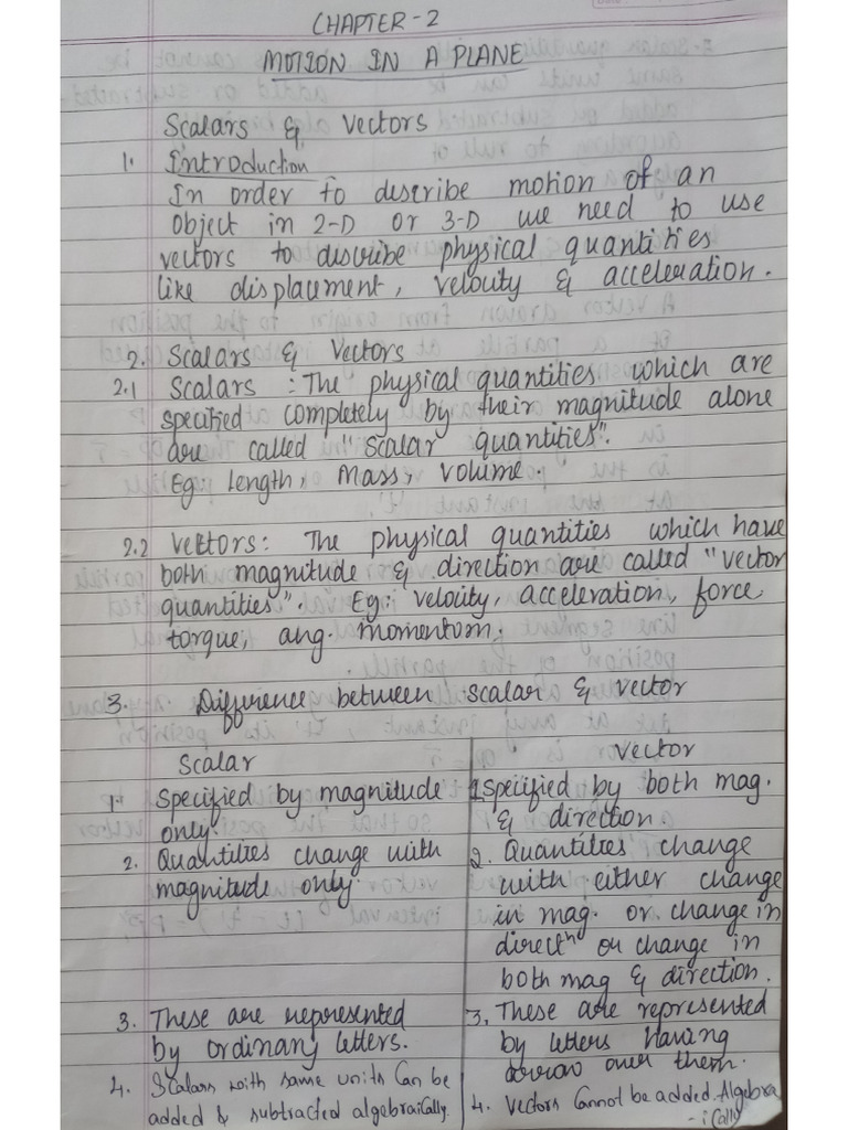 Motion in A Plane Notes | PDF