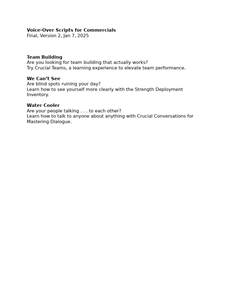 Voice Over Scripts For Commercials V2 | PDF