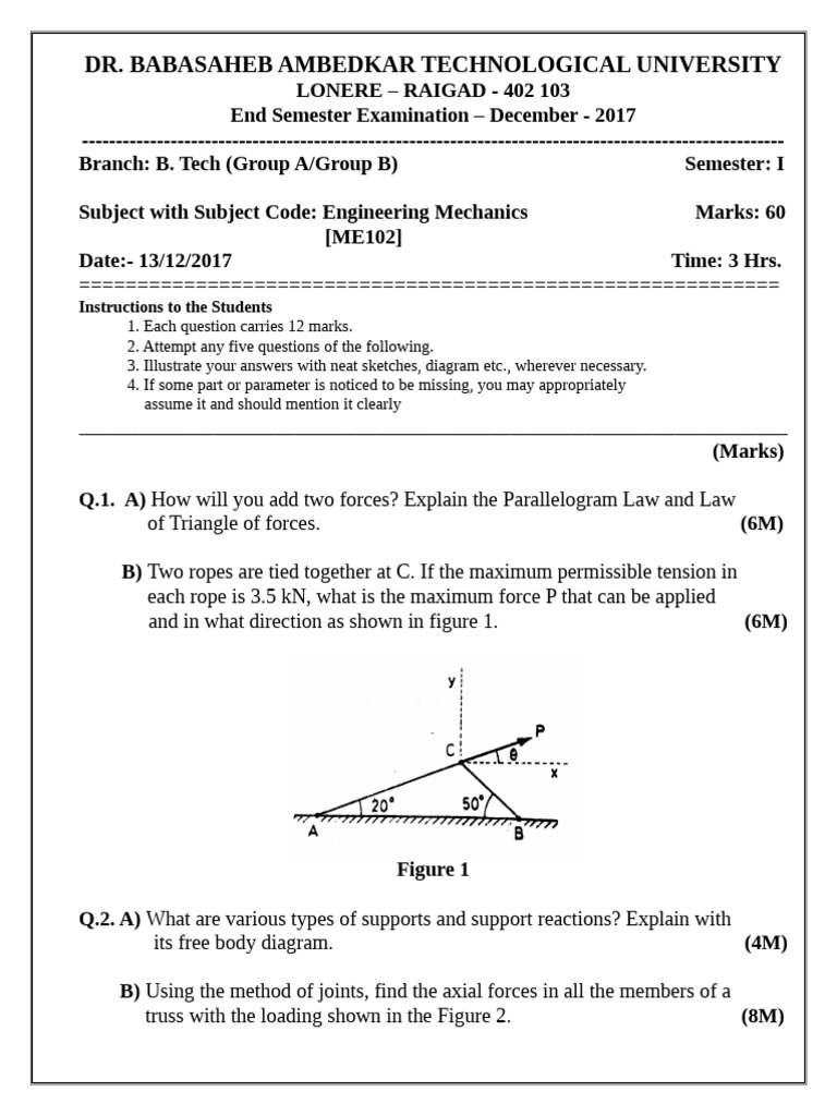 Engineering Mechanics ALL PYQ (Pran Tehare) | PDF | Acceleration | Friction