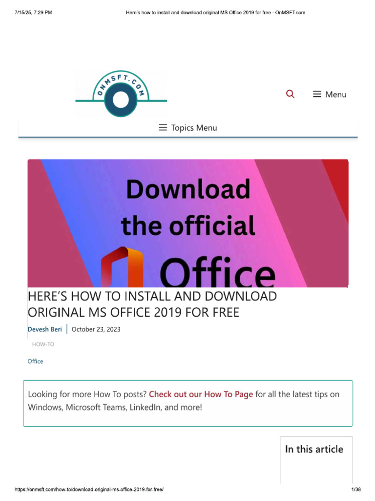 How To Install MS Office in Windows | PDF