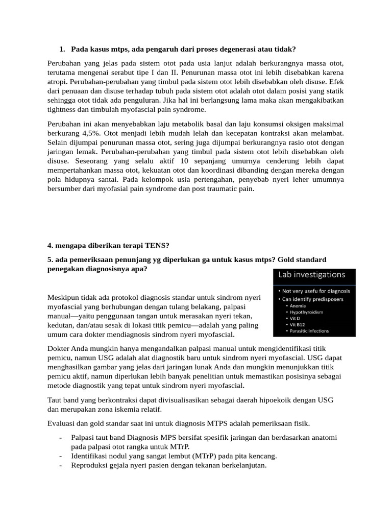 Diagnosis dan Terapi MTPS pada Otot | PDF